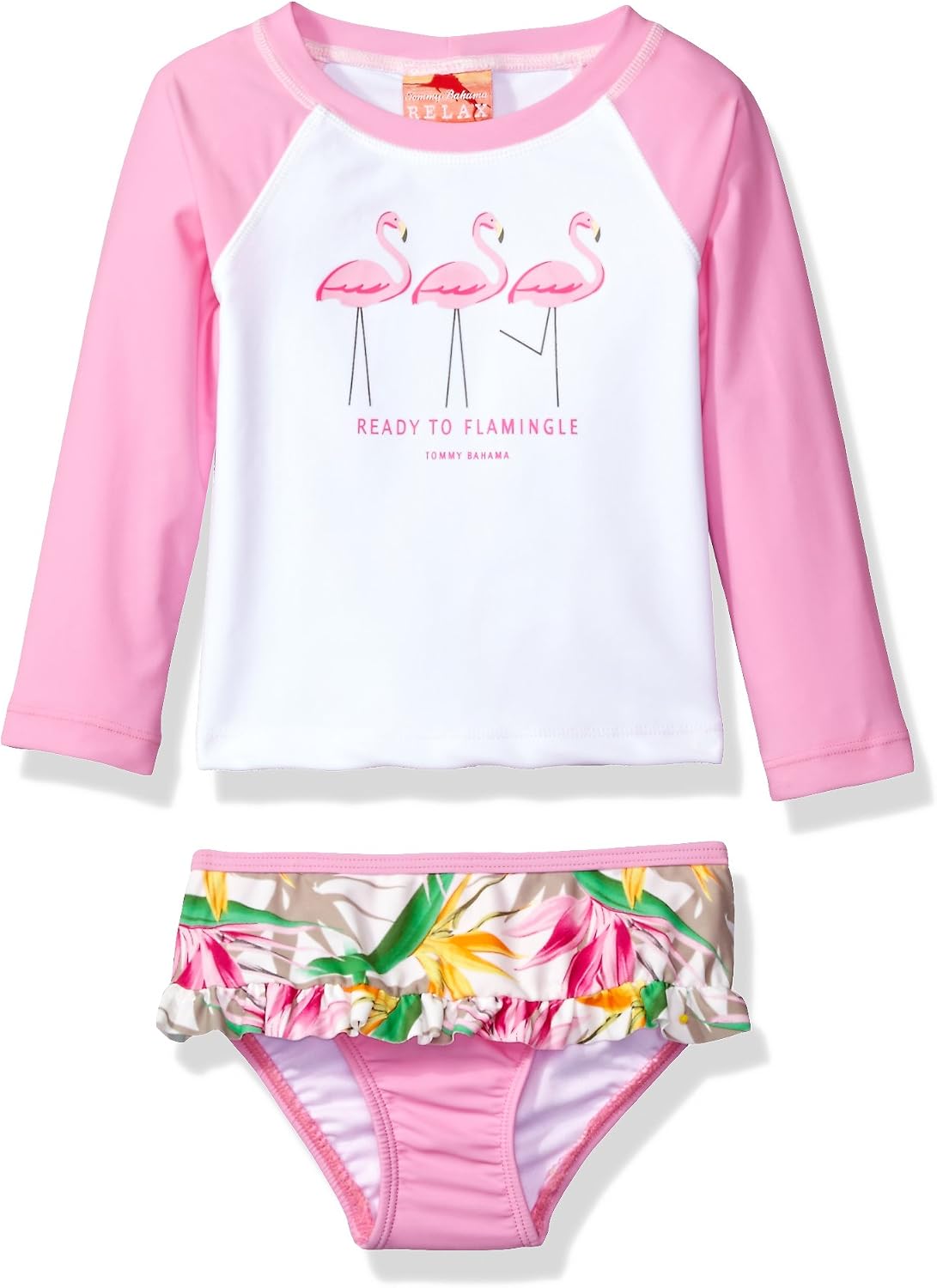Amazon.com: Tommy Bahama Girls' Little Flamingo Long Sleeve Rash Guard ...