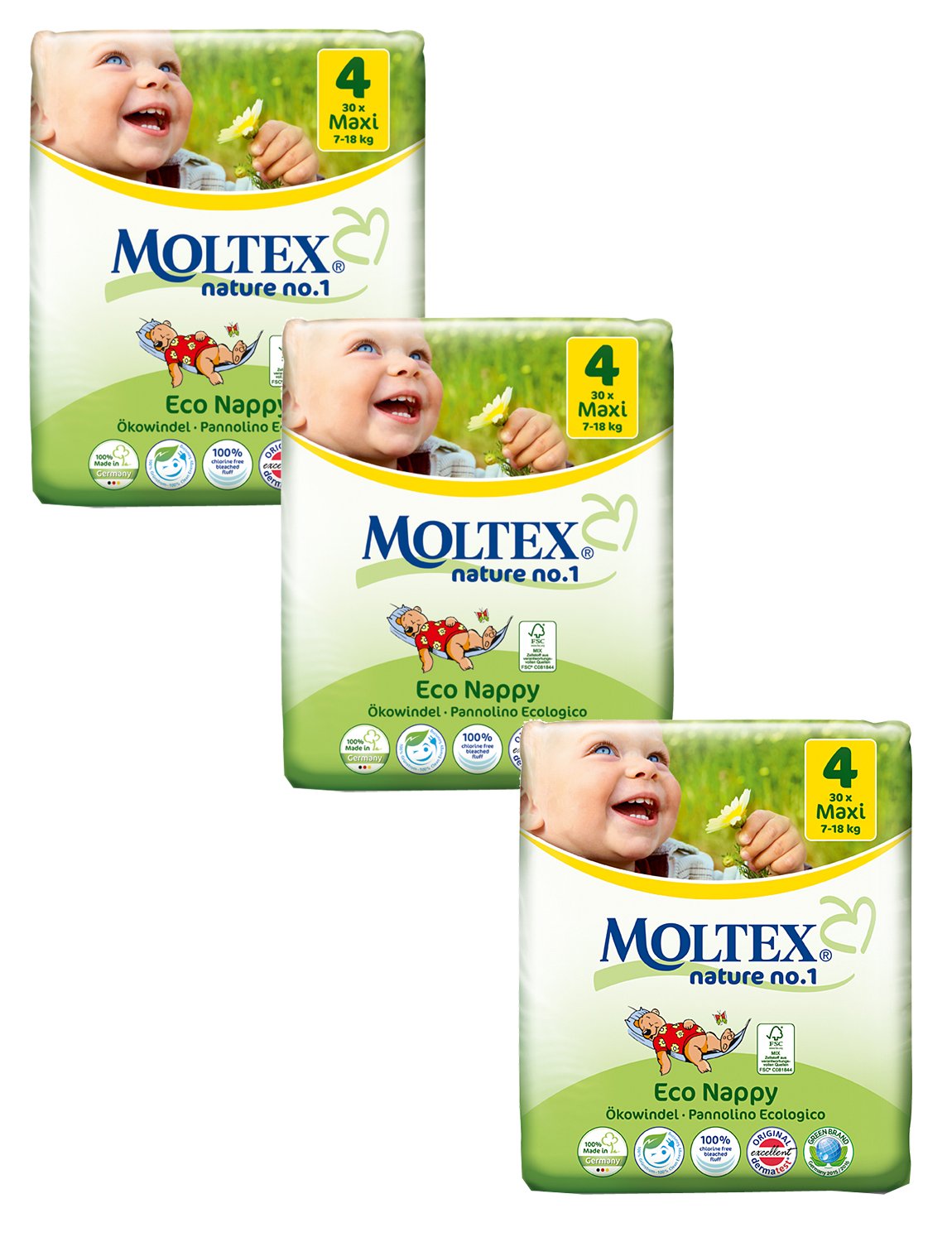 3 Packs of Moltex Nature No.1 Nappies Maxi (Size 4): Amazon.co.uk: Baby