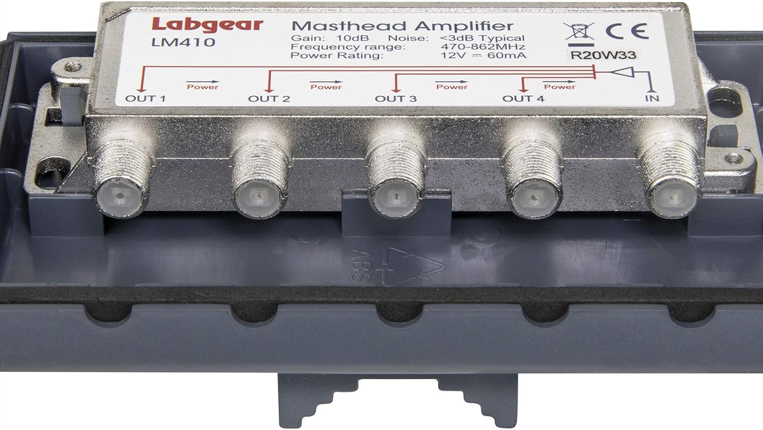 Labgear UHF TV Masthead Aerial Amplifier Quad Output 10dB gain Signal ...