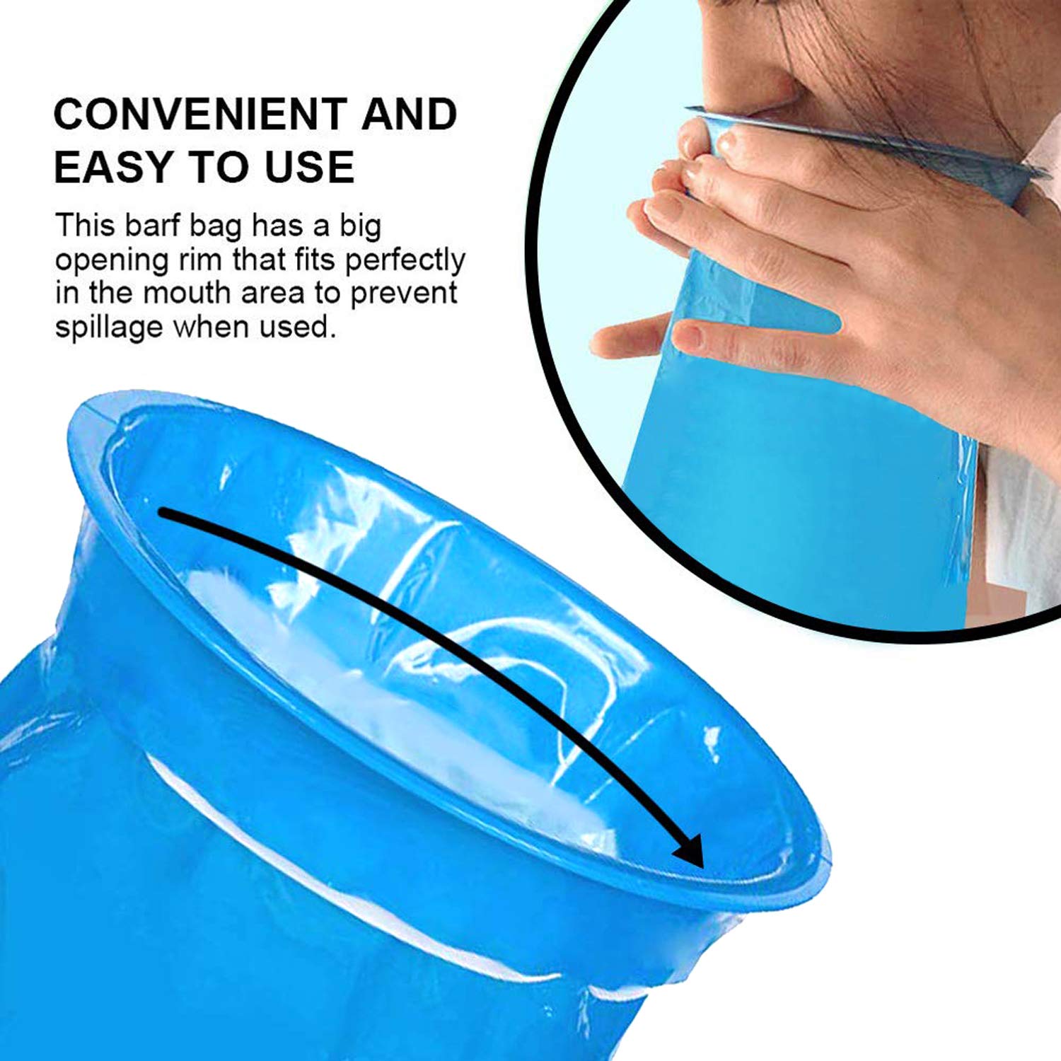 Emesis Bags, Disposable Vomit Bags, Sick Bags Blue Barf Bags Nausea ...