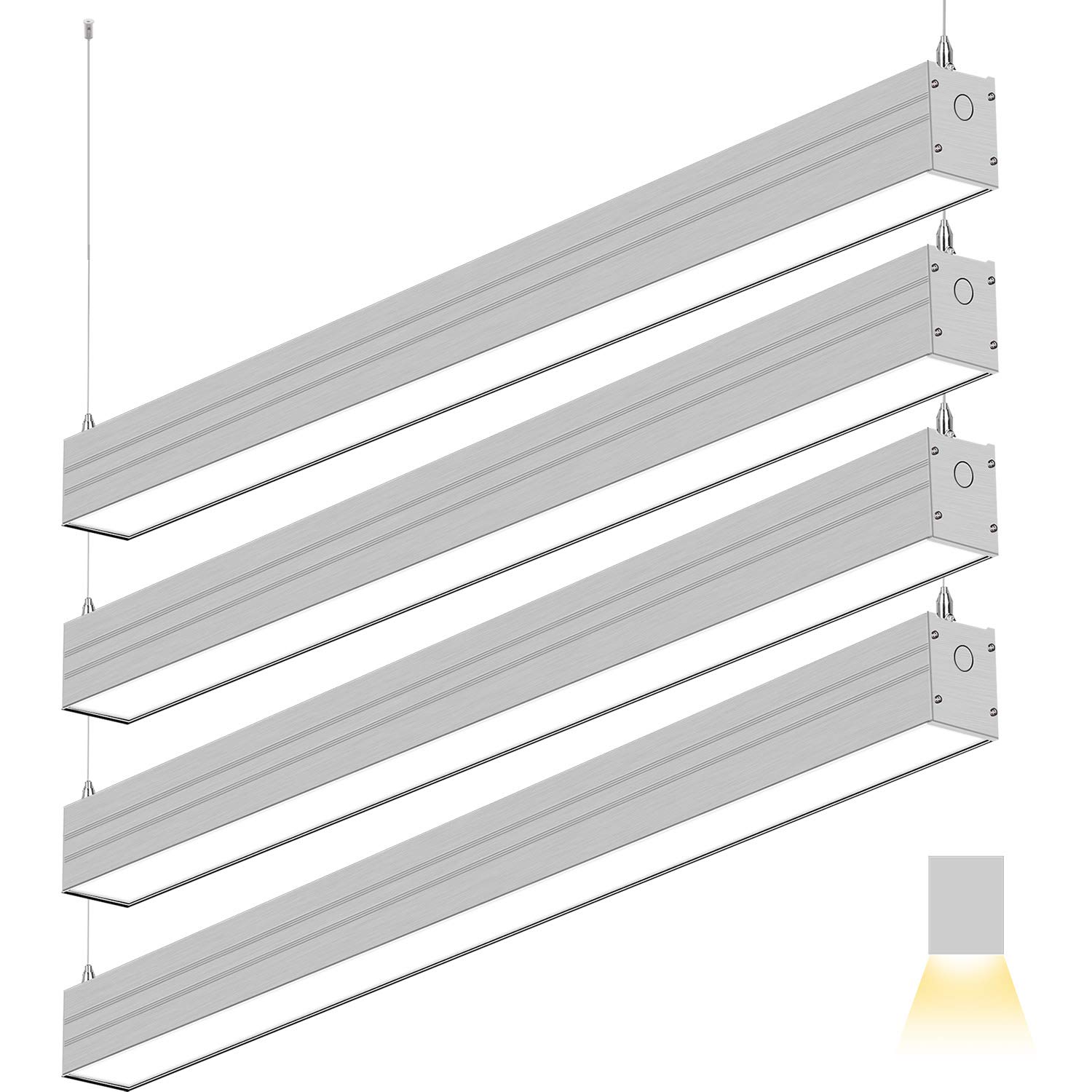 hykolity LED Architectural Suspended Linear Channel Light Linkable, 4FT ...