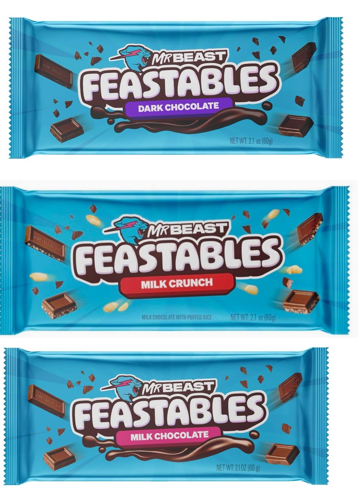 Mua Feastables Beast Bar Milk Chocolate Crunch, Milk Chocolate, Dark ...