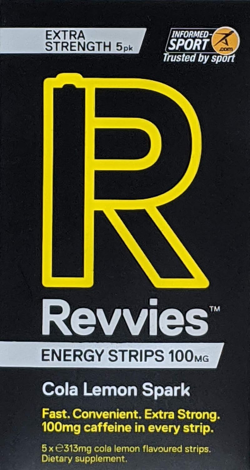 Revvies Extra Strength Energy Strips | Cola Lemon | 100mg of Caffeine ...