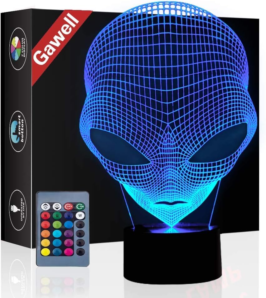 Martian Alien 3D Birthday Gift Illusion Night Light Beside Table Lamp ...