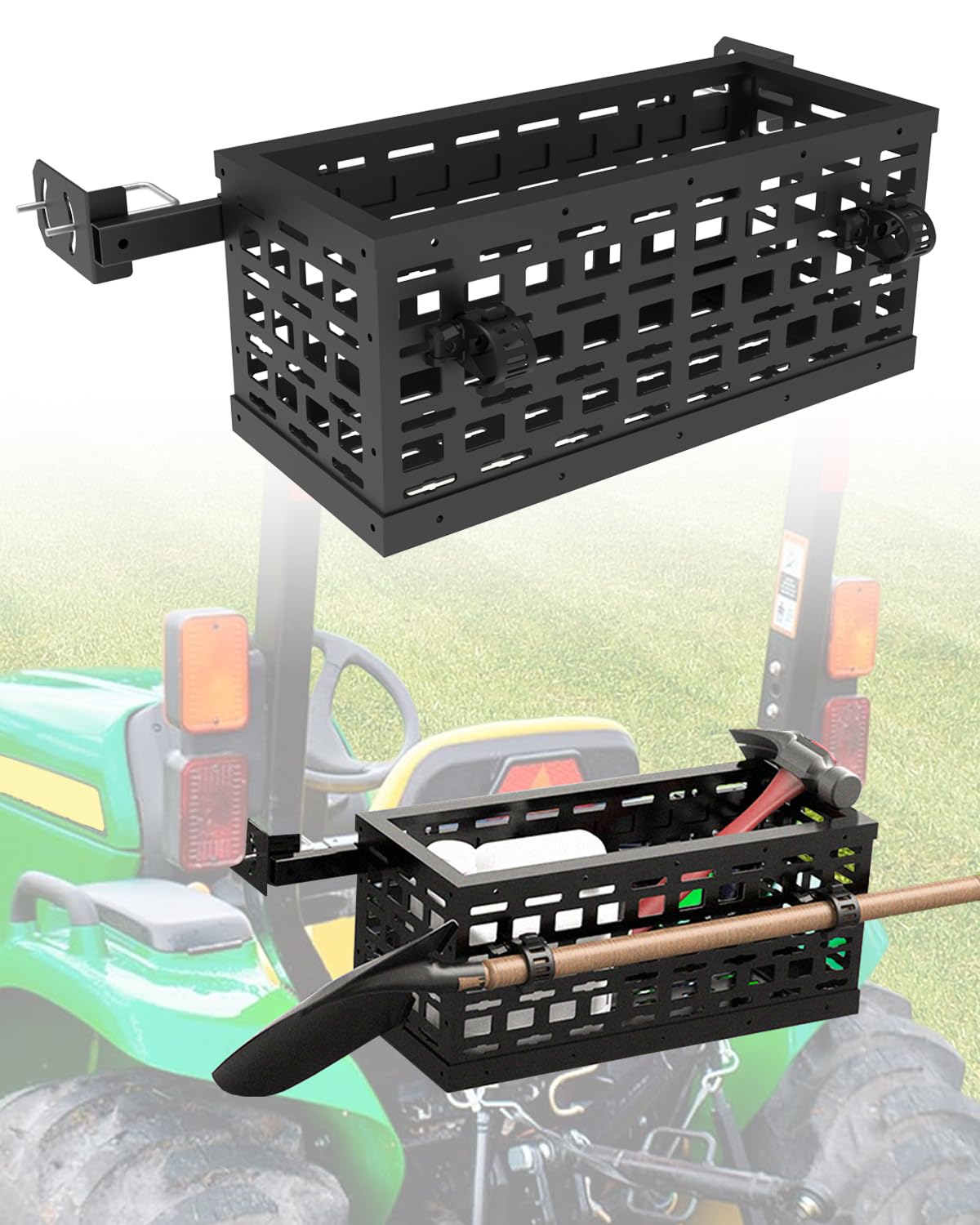 LARIFULL Universal-Fitting Tractor Tool Box/Tray with 24x10x10in Heavy ...