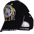 MWS Native American Pride Indian Wolf in Dream Catcher Black Ball Cap ...