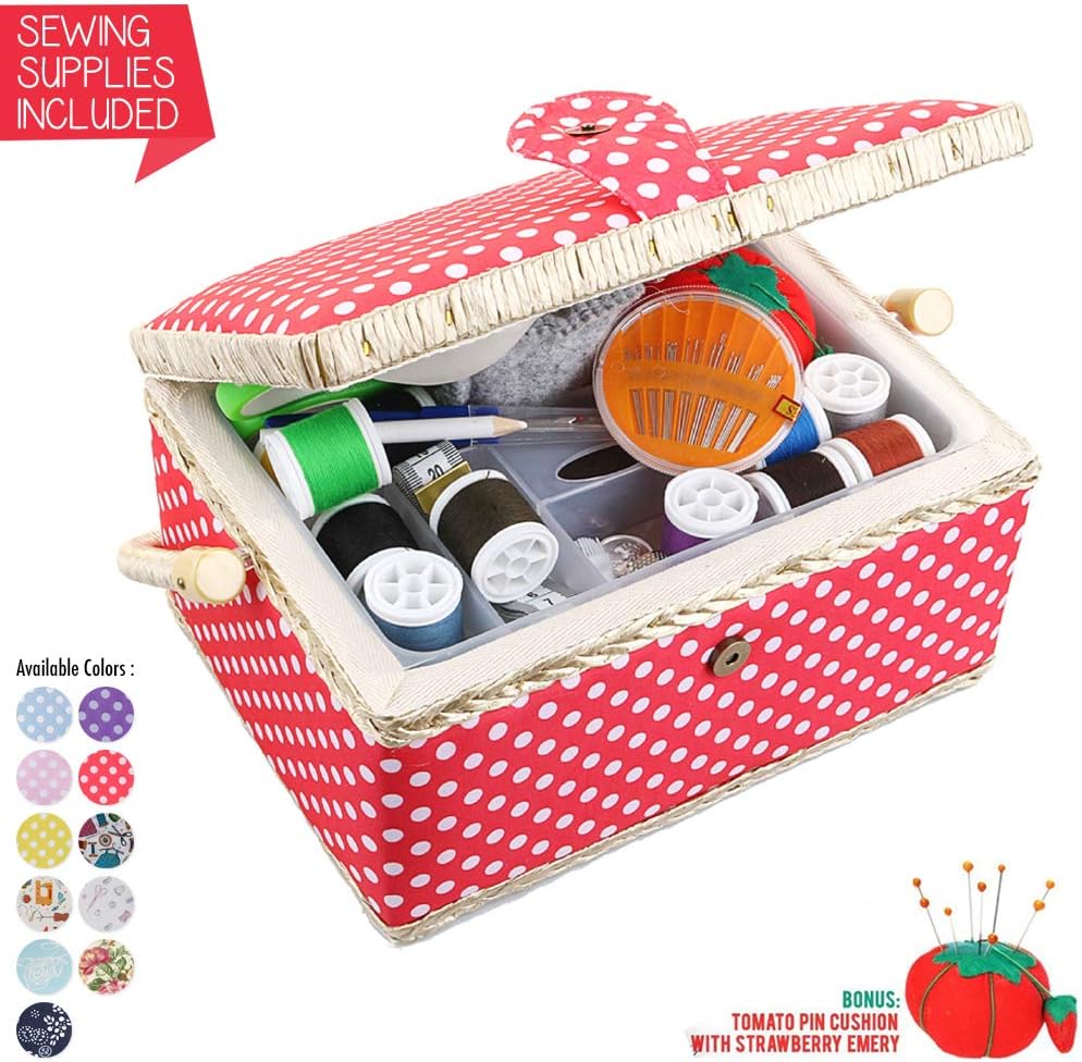 Amazon.com: Large Sewing Box with Accessories Sewing Kit Storage and ...