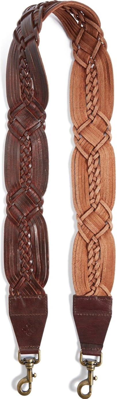 Patricia Nash Bella Vista Braided Leather Guitar Bag Strap Brown ...