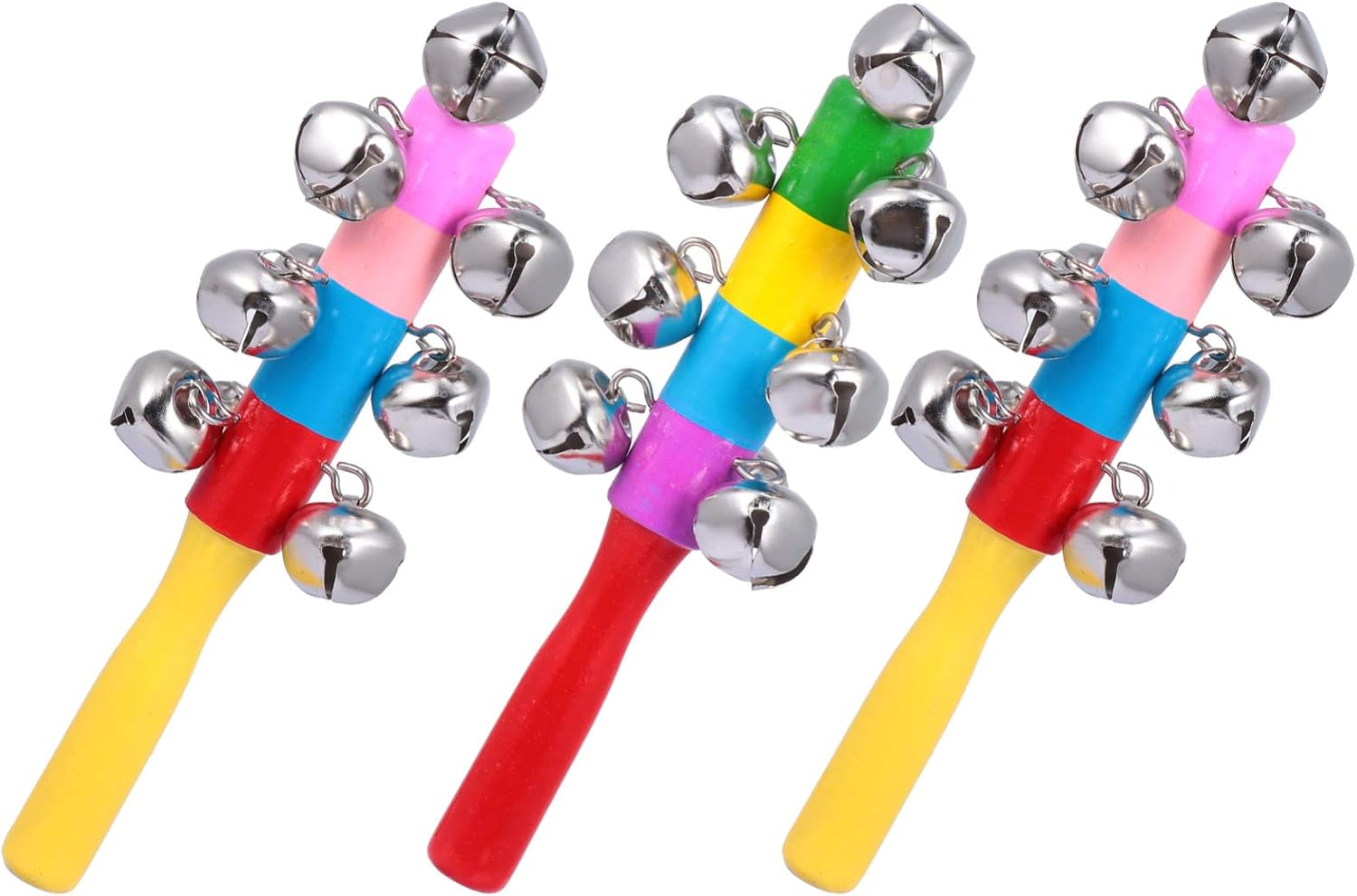 TOYANDONA 3pcs Christmas Hand Jingle Bells Toys Rainbow Hand Percussion ...
