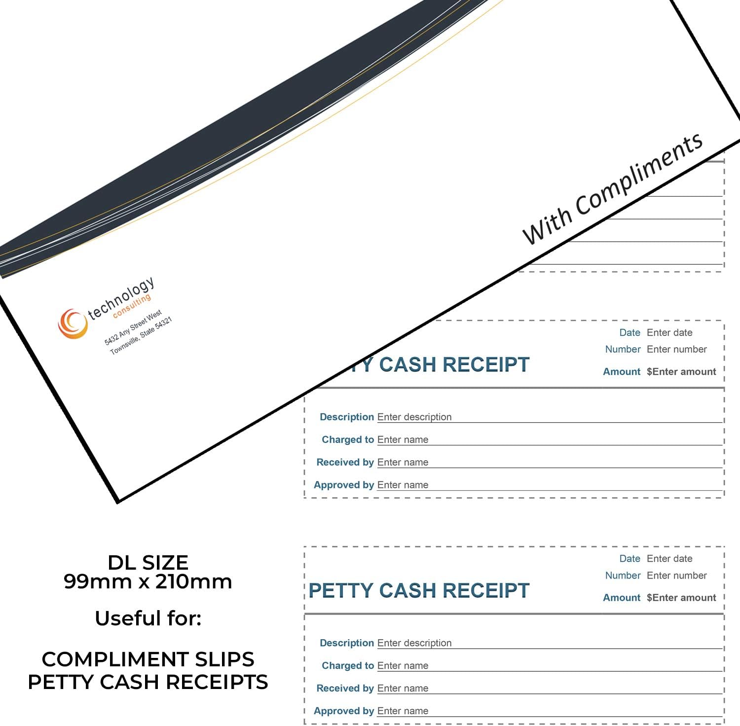 OfficeGear DL Cards 3-up (55 Sheets – 165 Pack) 99mm x 210mm Perforated ...