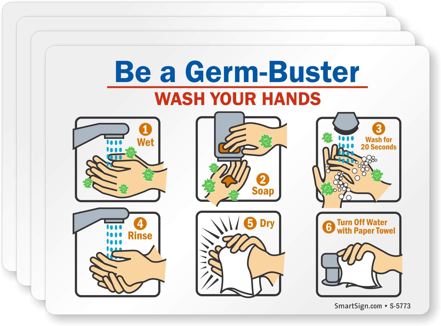 Mua SmartSign “Be A Germ-Buster - Wash Your Hands" Hand Washing Label ...