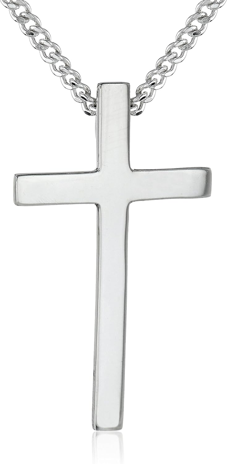 Amazon.com: Bob Siemon Sterling Silver Large Plain Cross Pendant ...