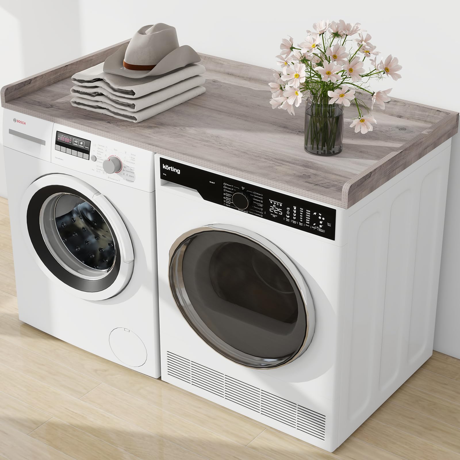 dooloric Washer Dryer Countertop, Laundry Wood Shelf Topper with Edge ...