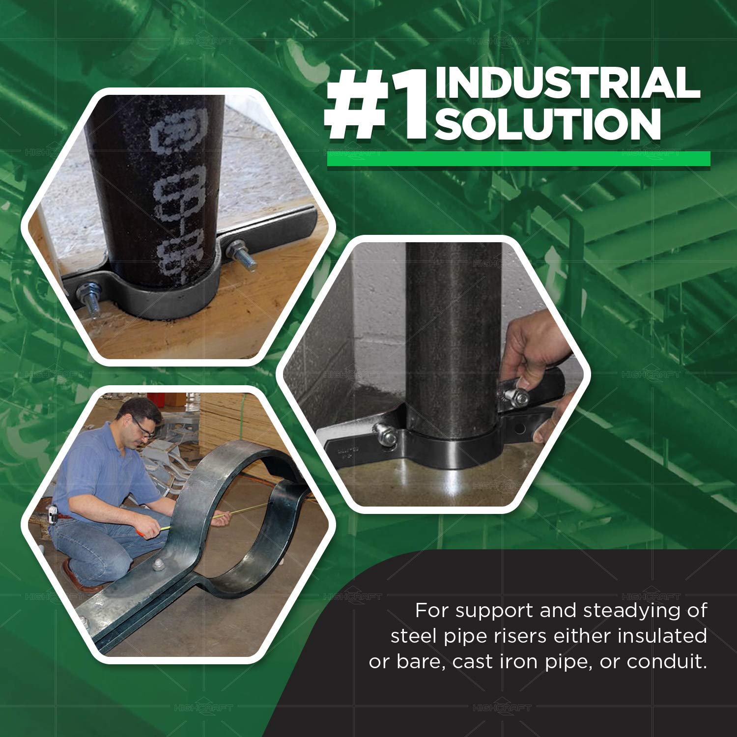 Highcraft DMST-QM03 Riser Clamp Vertical Pipe Hanger For Copper, Iron ...