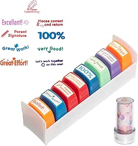 EFGTEK Teacher Stamps for Grading Classroom,9 Pcs Parent Signature Teacher Self-Inking Stamp Set ...