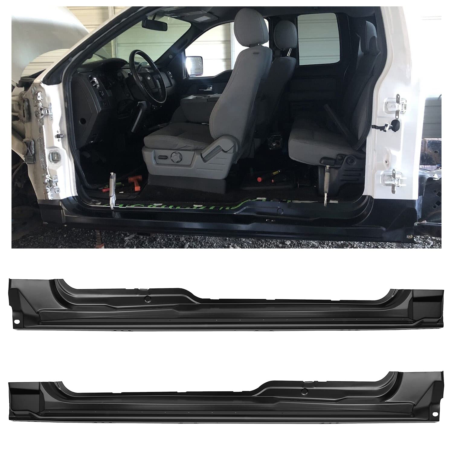 ECOTRIC Rocker Panel Guard Compatible with 2009-2014 Ford F150 Extended ...