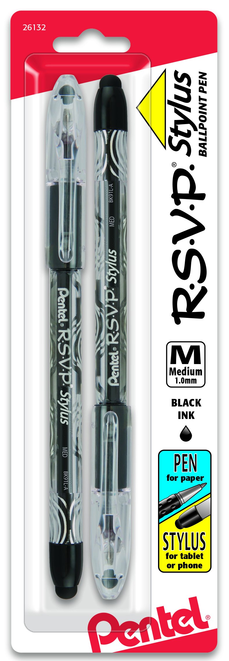 Mua Pentel Rsvp Stylus Ballpoint Pen, Medium Line, Black Ink, Pack of 2 ...