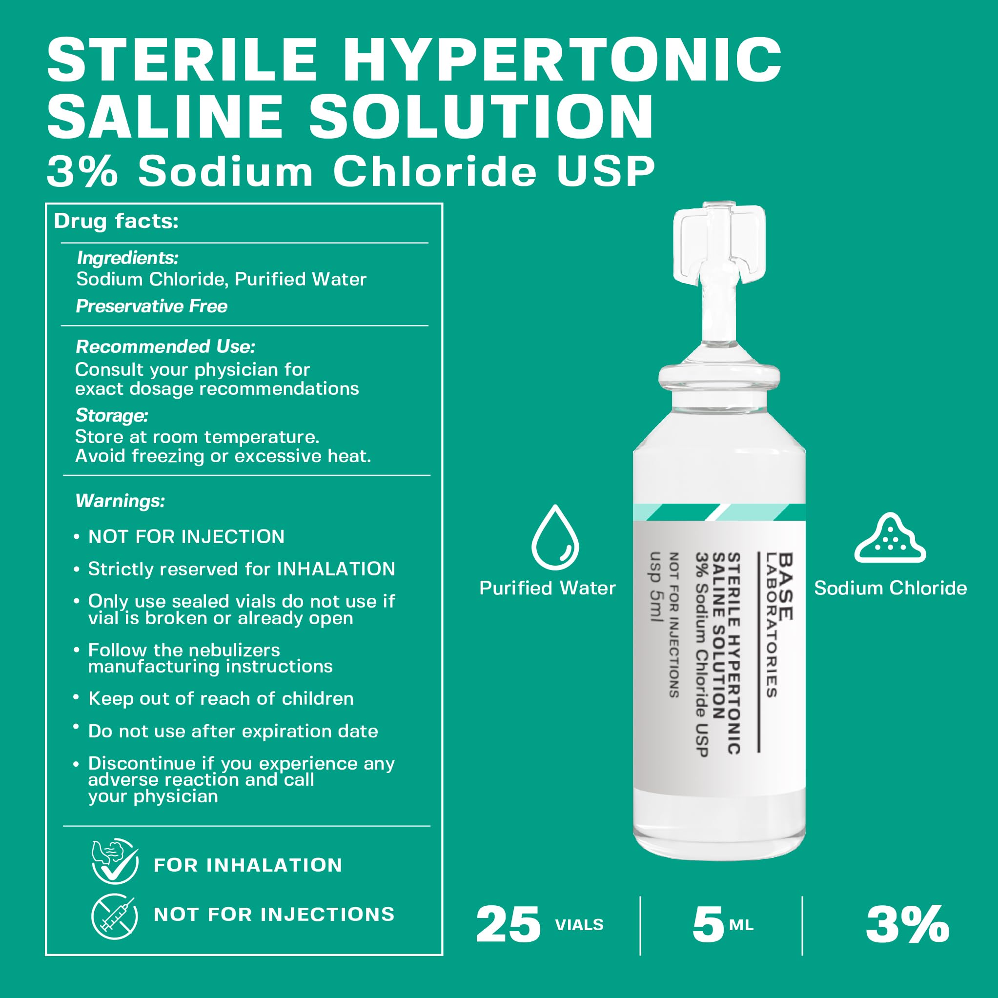 Mua BASE LABORATORIES 3% Hypertonic Saline Solution for Nebulizer ...