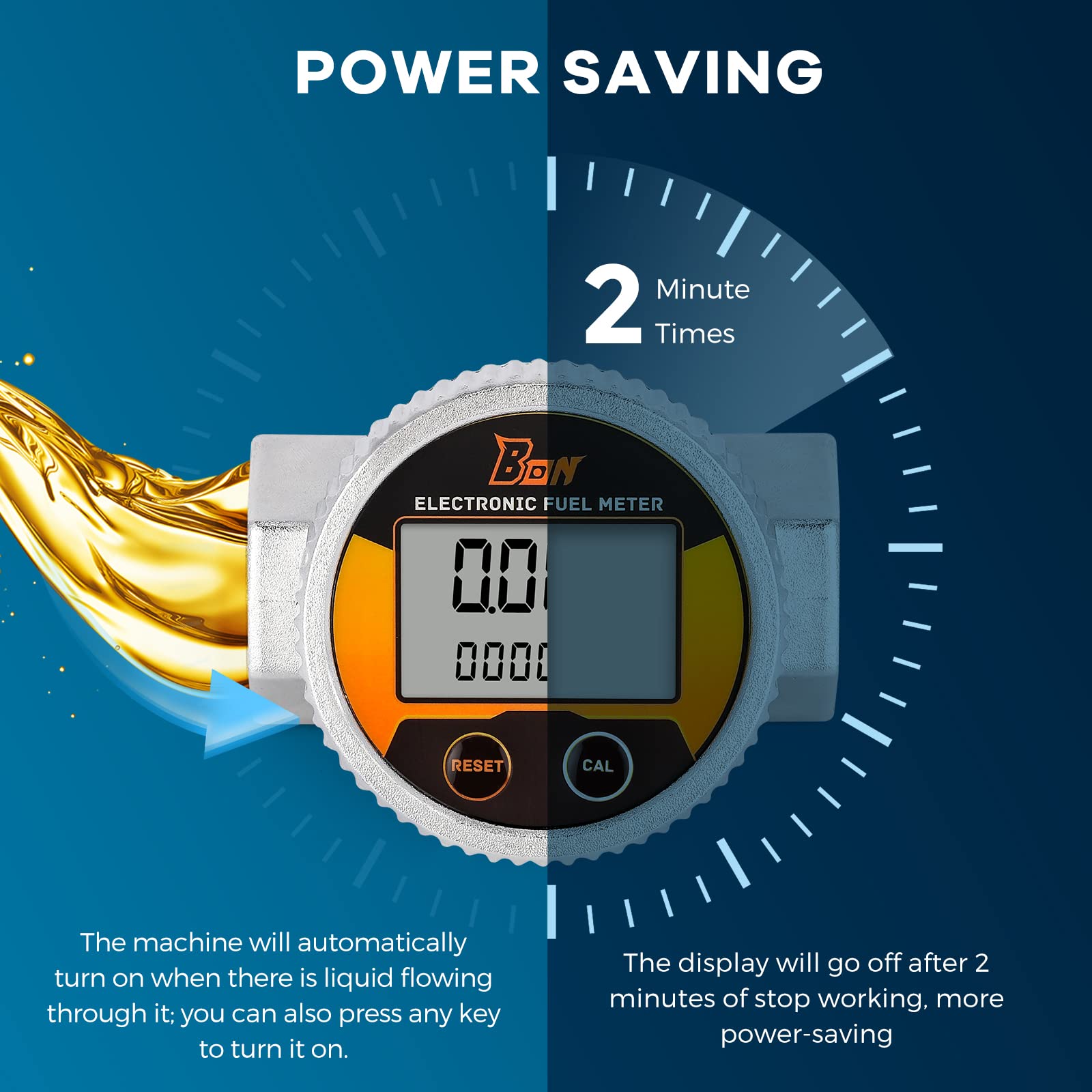 Bonvoisin Turbine Flow Meter Waterproof 1 Inch NPT Thread Fuel Flowmeter ±1% Accuracy LCD ...