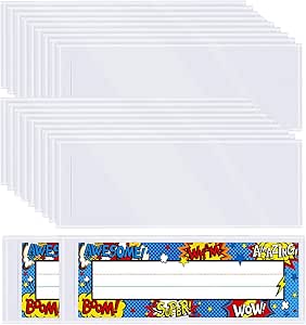 Amazon.com : Meetory 50 Pieces Transparent Nameplate Pocket Self ...
