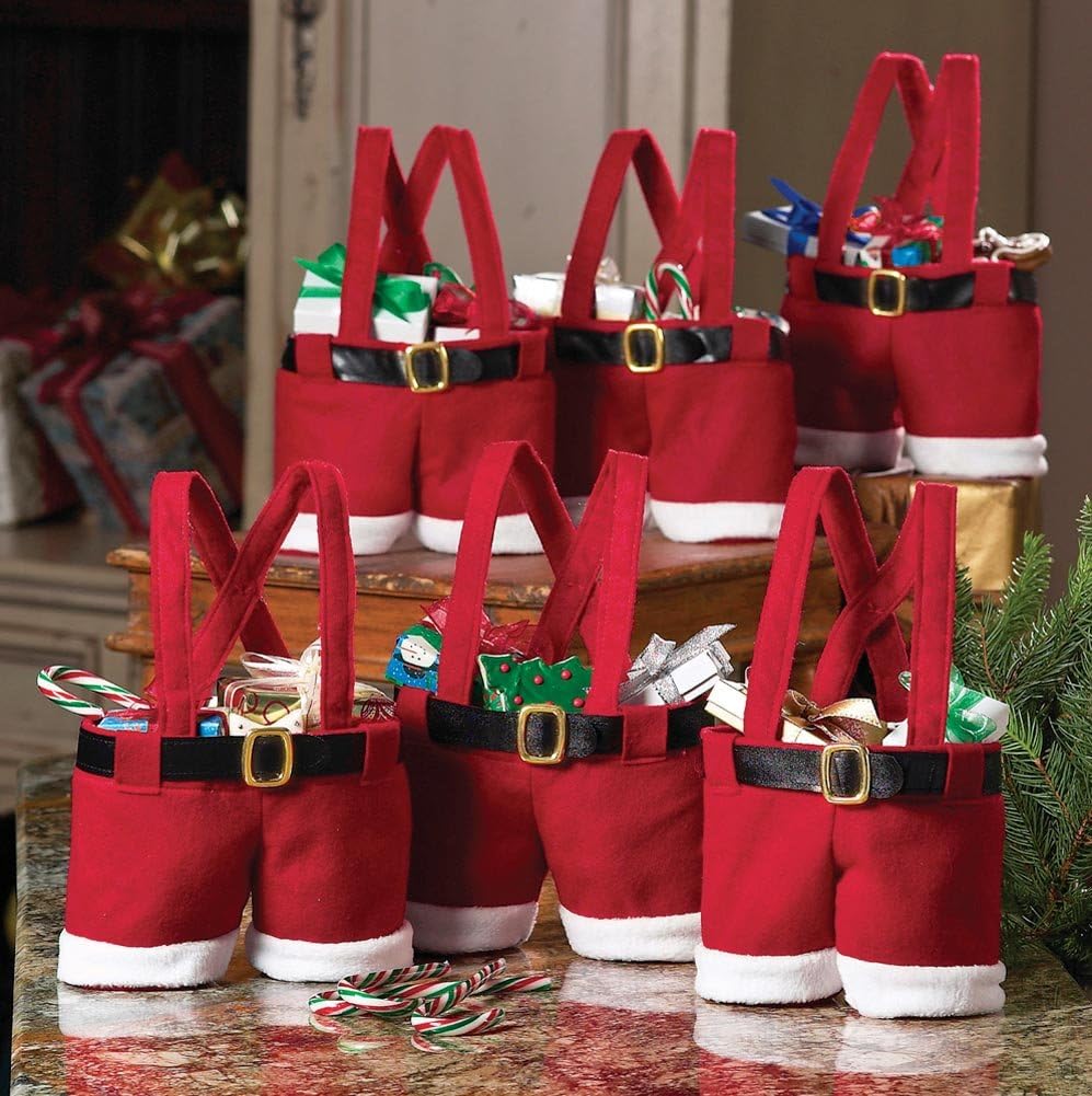 Amazon.com: Collections Etc Santa Pants Gift and Treat Bags: Home & Kitchen