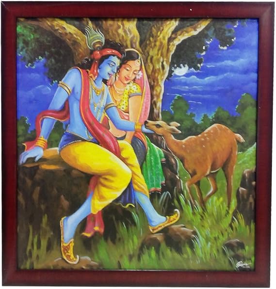 Buy Krishna-Radha with Deer in Vrindavan Scene Frame by Returnfavors ...
