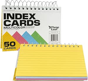 Spiral Bound Colored Index Card Books, 3x5-Inch, Ruled, Perforated ...