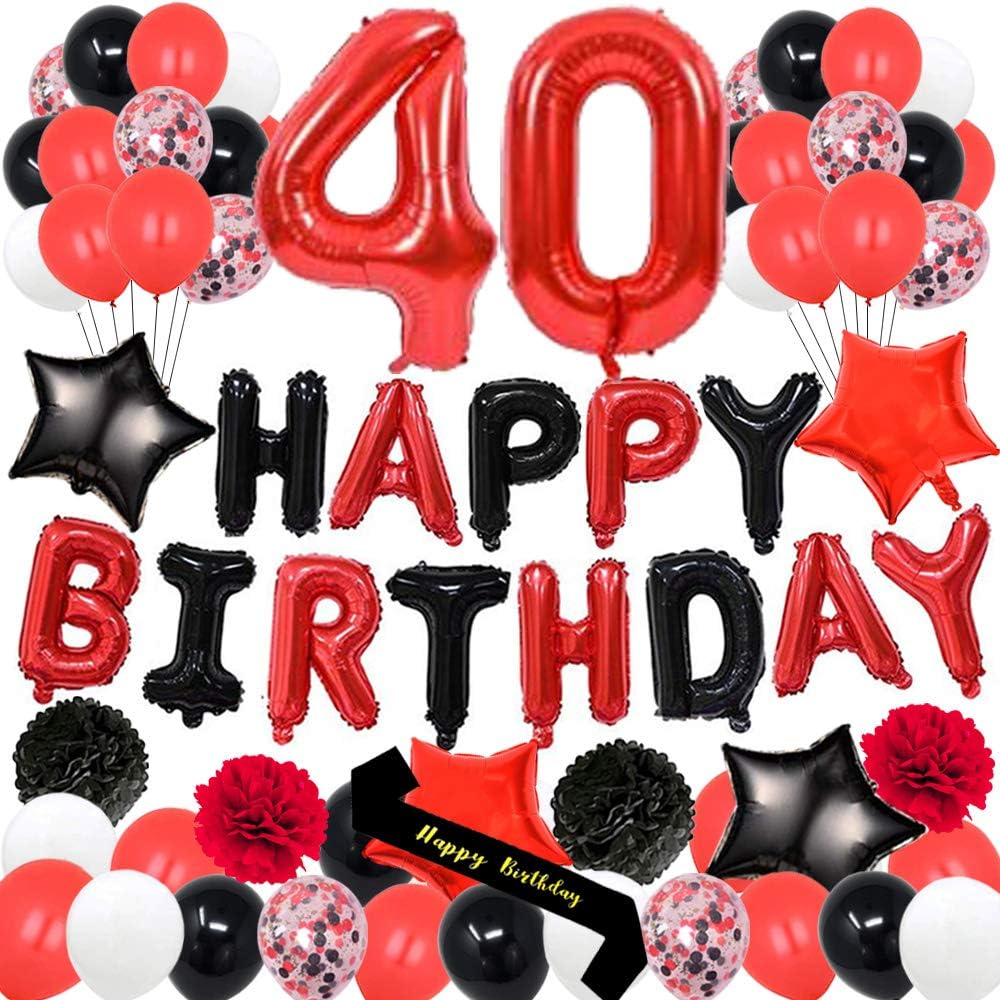 Amazon.com: yujiaonly 40th Birthday Party Decorations-Happy Birthday ...