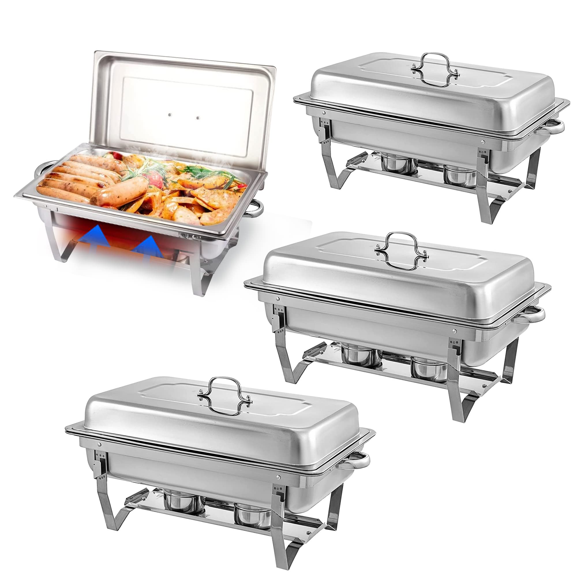 Chafing Dishes for Buffet 4 Pack 9 Quart Stainless Steel Chafer Buffet ...