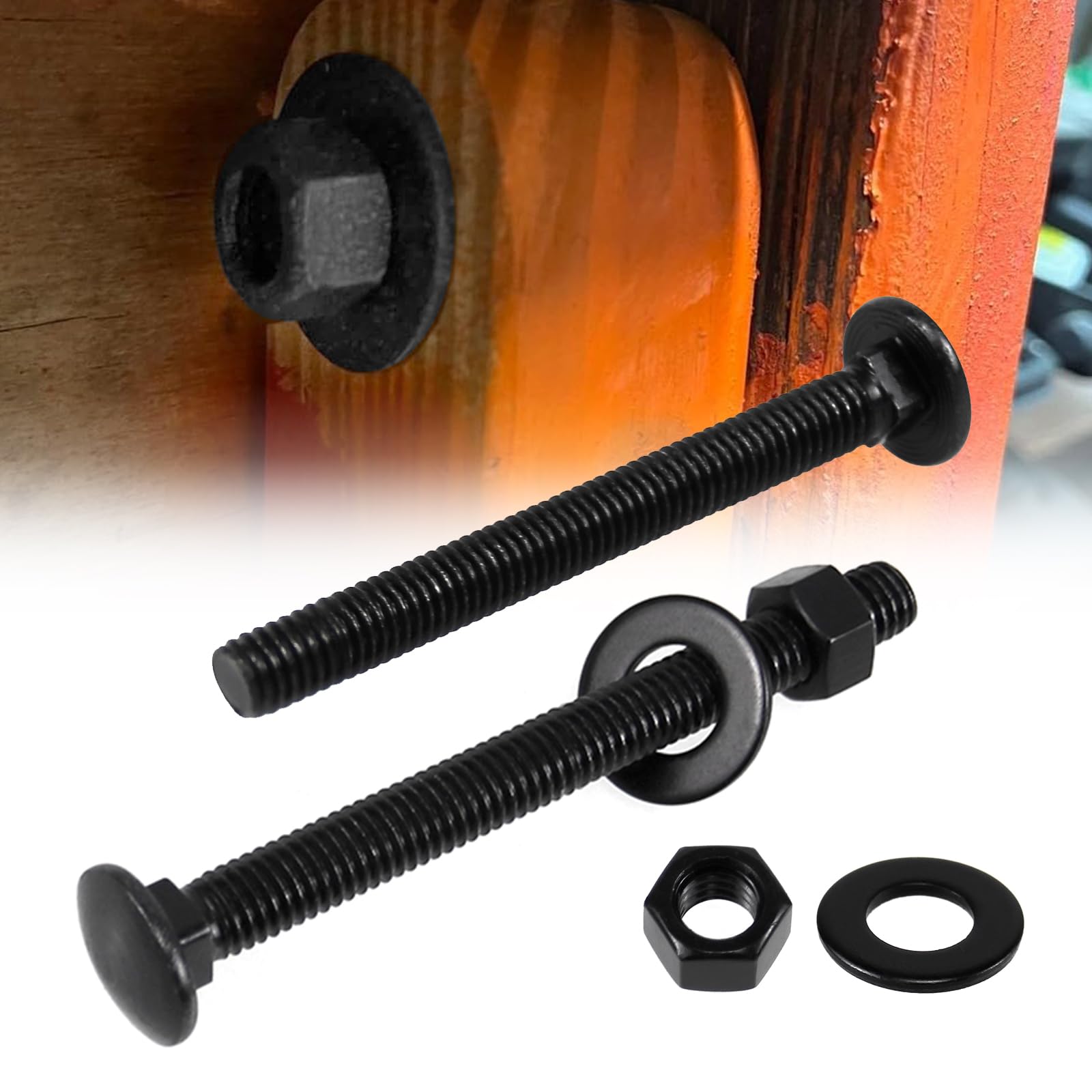 CNQLIS Carriage Bolts Kit, 1/2 x 8 Inchj Black Carriage Bolts ...