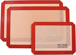 Silicone Baking Mat Set by PrettyCare (2 Half Sheet and 1 Quarter Sheet ...