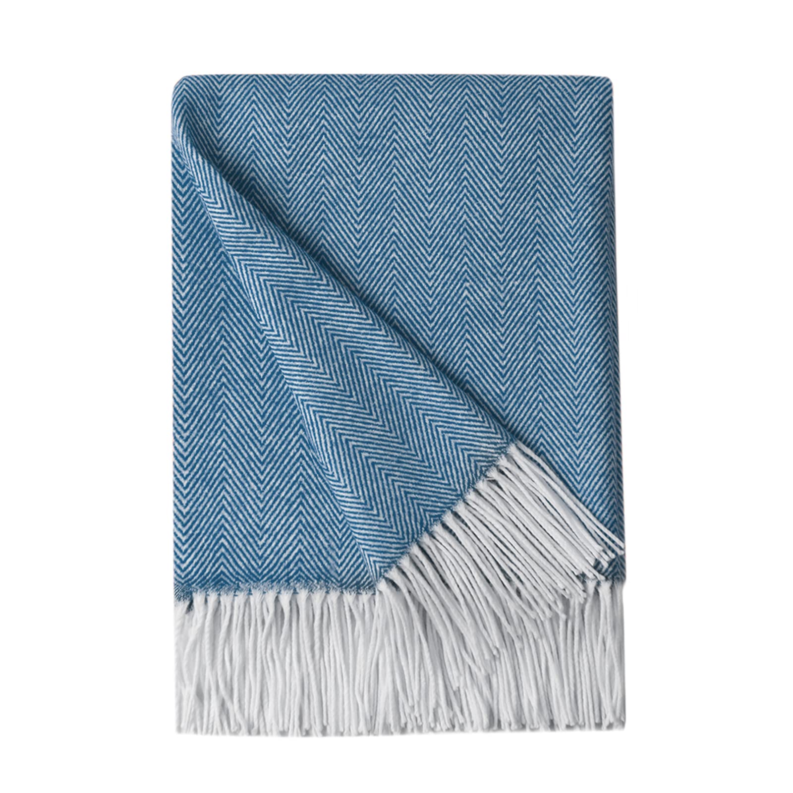 BOURINA Decorative Herringbone Faux Cashmere Fringe Throw Blanket ...