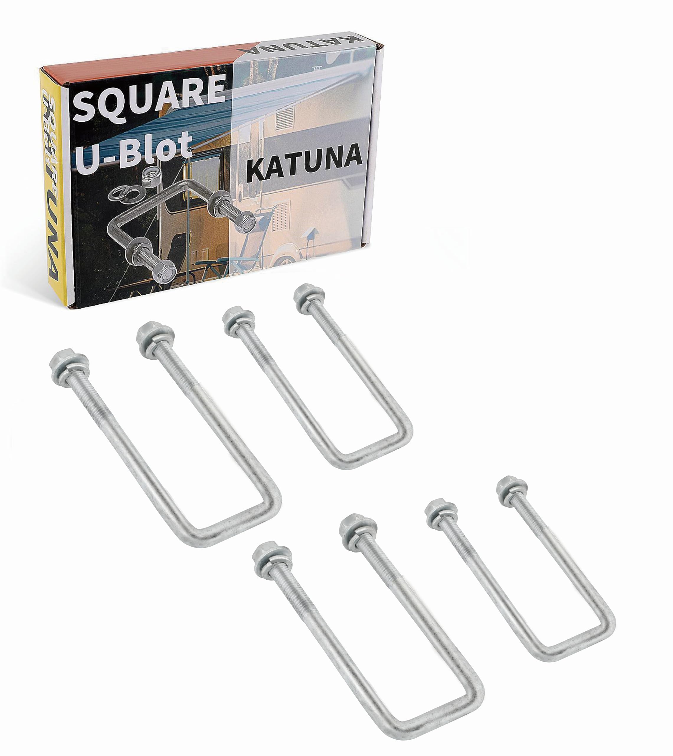 KATUNA 4Pack 1/2" x 2-1/16"x 6-5/16" Square U-Bolts, Hot-dip Galvanized ...