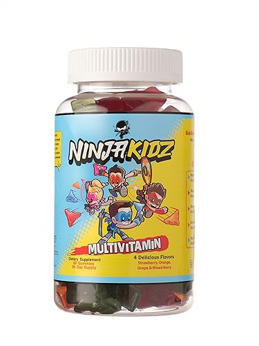 Ninja Kidz Multivitamin Gummies + Immune Support & Vegan Omega 3-15 ...