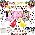 Amazon.com: 53Pcs Farm Birthday Party Supplies for Kids Barnyard Farm ...