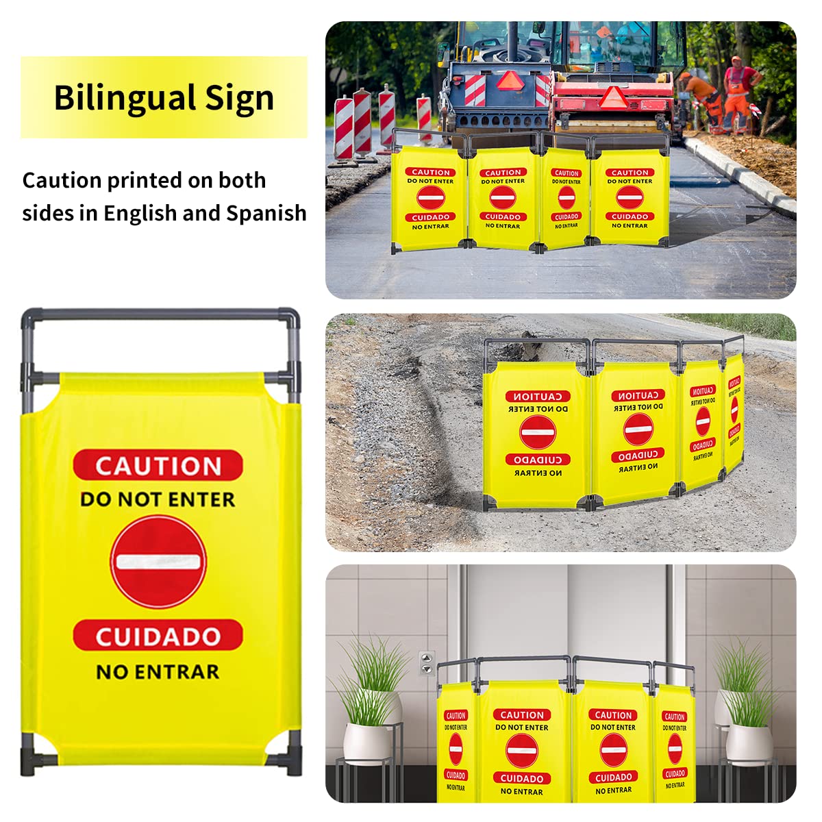 Mua 4 Panels Safety Barricade, 7.8FT Removable Foldable Security Gates ...