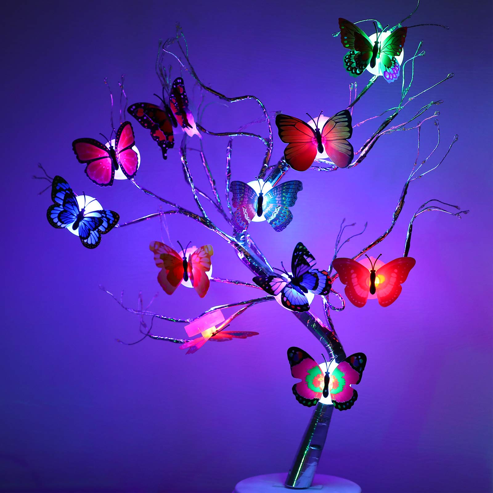 Honoson 24 Pieces 3D LED Butterfly Decoration Night Light Sticker ...