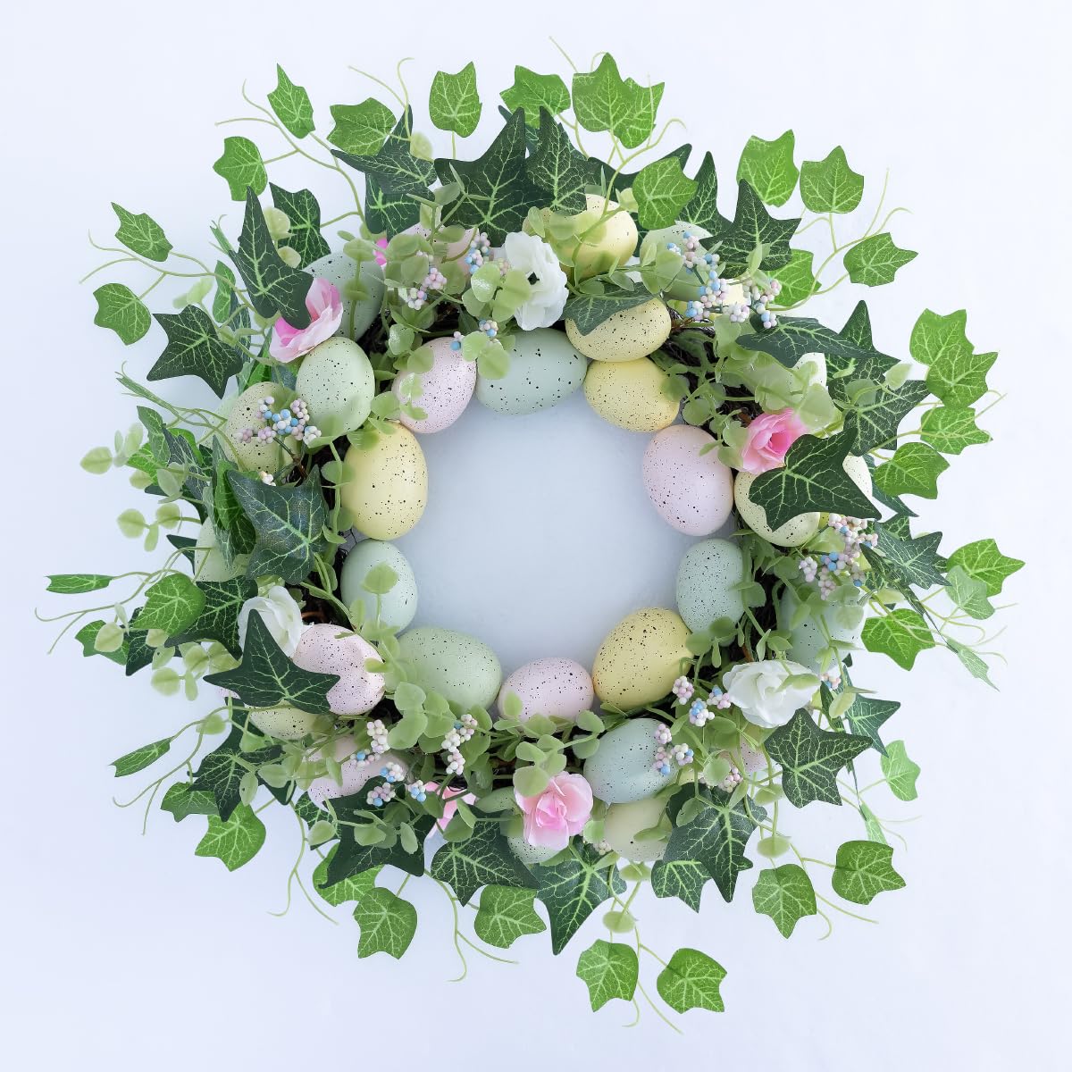 Seasons 18" Easter Egg Wreath for Front Door, Easter Wreaths with ...