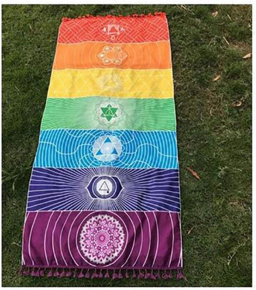 AMOYER Chakra Tapestry Meditation Yoga Rug Towels Mexico Chakras Tassel ...