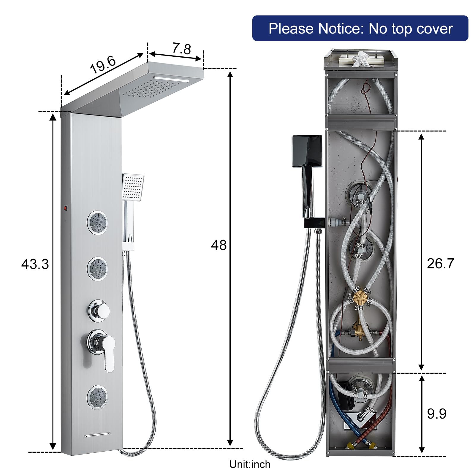 Mua ROVATE LED Shower Panel Tower System with Rainfall Waterfall Shower ...