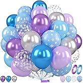 Amazon.com: Blue Purple Snowflake Balloons Set, 12 Inch Metallic Blue Purple Balloon Snowflake ...