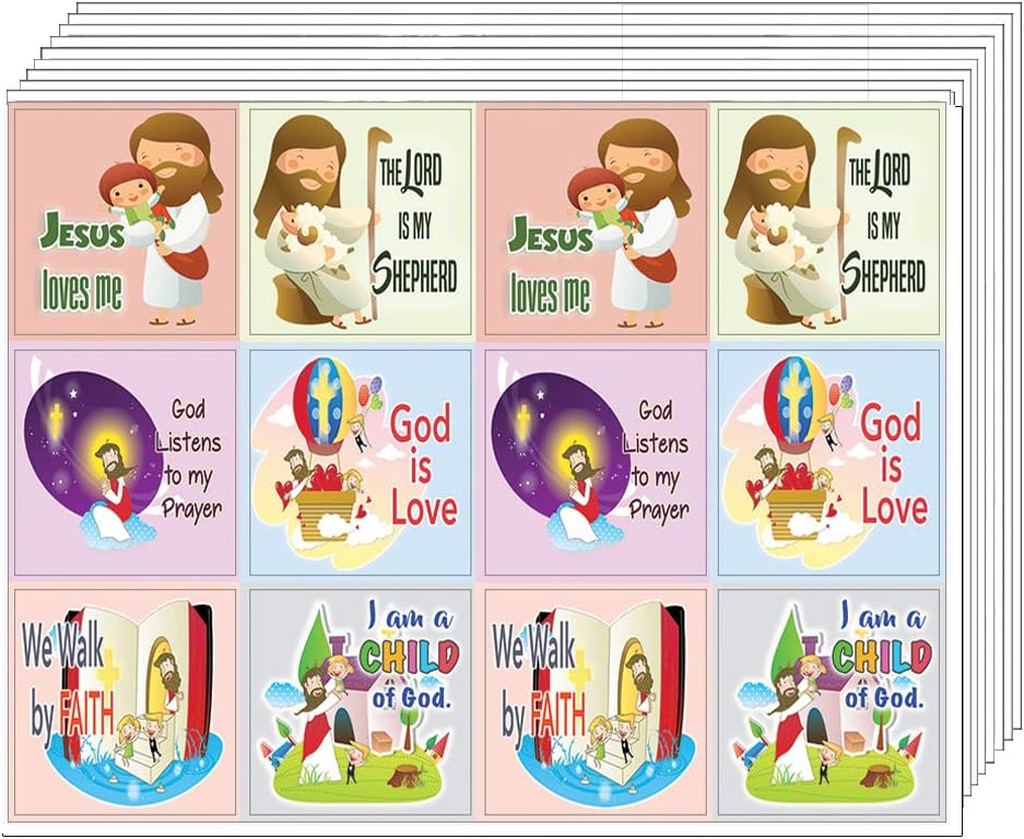 Kids Christian Stickers (12pcs Set x 10 Sheets)- God is Love ...