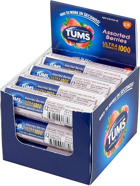 Amazon.com: TUMS Antacid Chewable Tablets Ultra Strength, Assorted ...