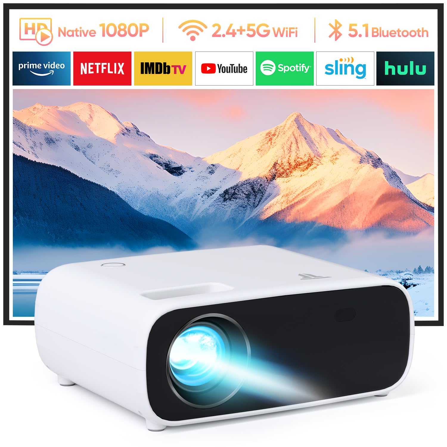 Projector with Wifi and Bluetooth, ZDK 2025 New Projector Native 1080P ...