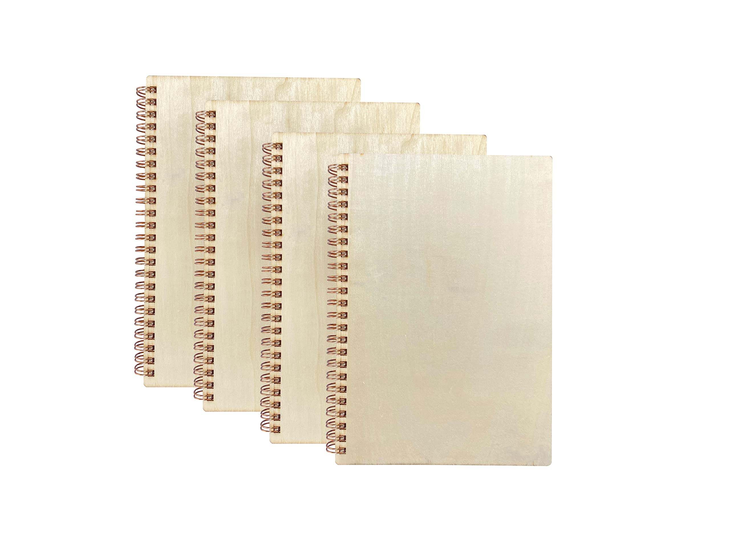 4 Pack A5 Wood Cover Jounal Notebook 40 Sheets Sketchbook 8.5 x 5.8 In ...