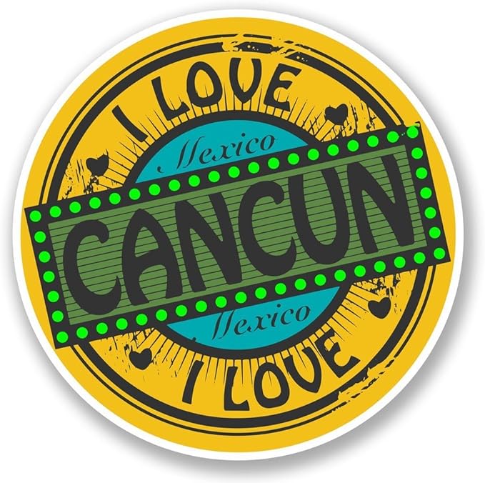 Amazon.com: 2 x 10cm- 100mm I Love Cancun Mexico Vinyl SELF ADHESIVE ...