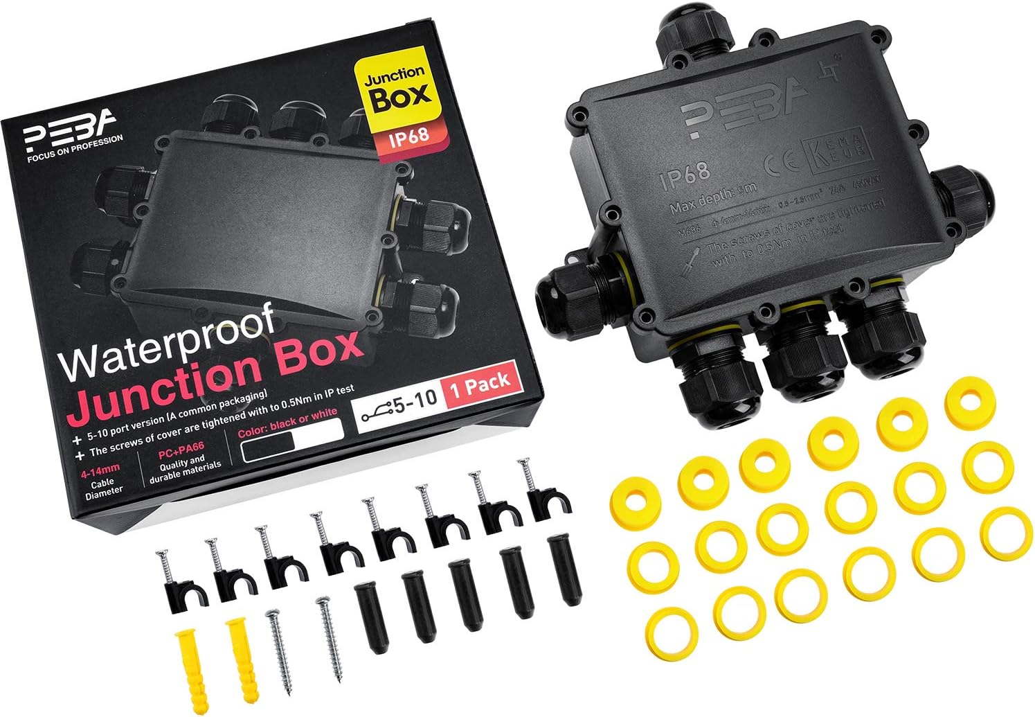 PEBA Waterproof Junction Box IP68 6 Way Outdoor Electrical Connector ...