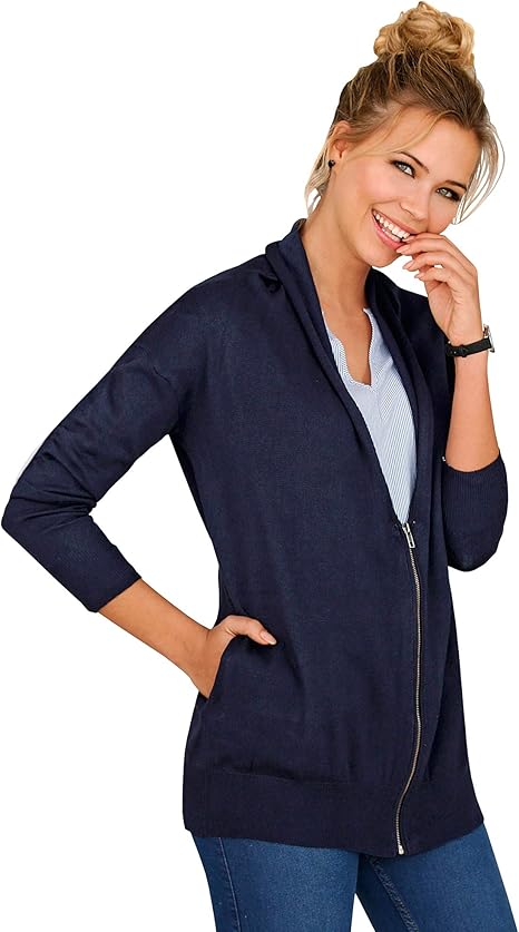 VENCA Chaqueta Larga con Cremallera y Bolsillos Mujer - 001492, Azul ...