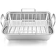 Amazon.com: Leonyo Roasting Pan with V-shaped Rack, Heavy Duty ...