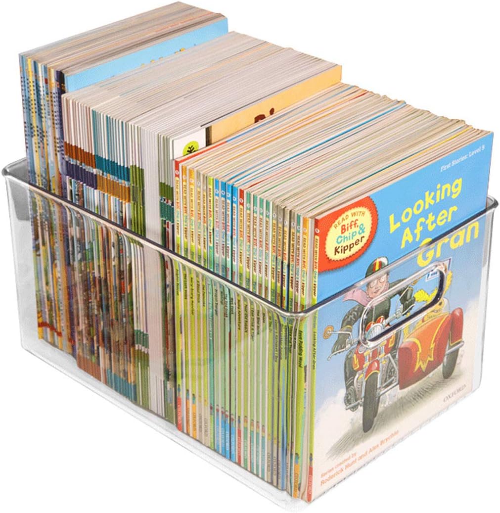 Amazon.com - Nologo Clear Plastic Book Storage Box with Handles Picture ...